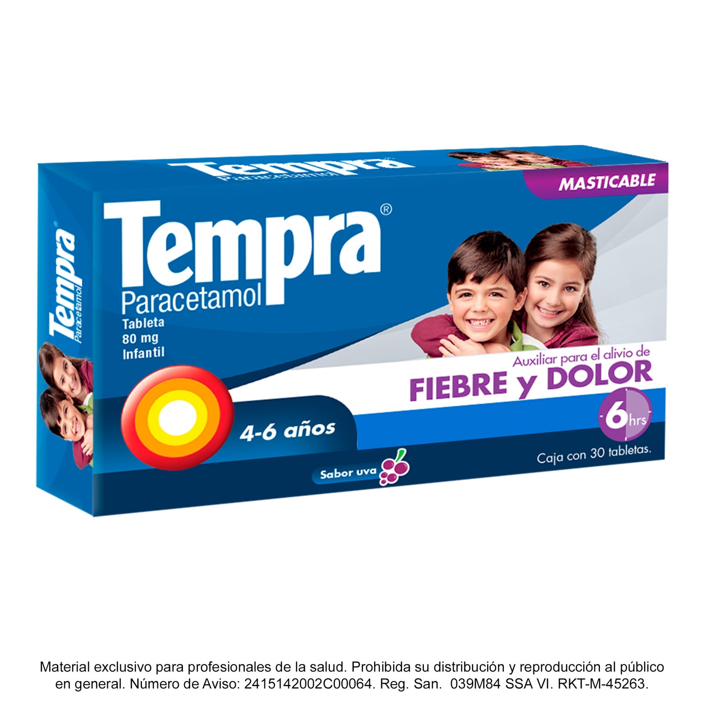 Tempra® Tableta Masticable 80mg, Sabor Uva - Caja con 30 tabletas ...